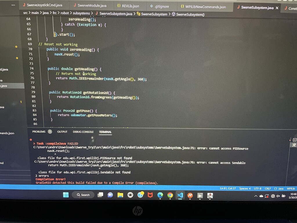navX gyro not being accessed. Doesn’t show any errors this is for our ...