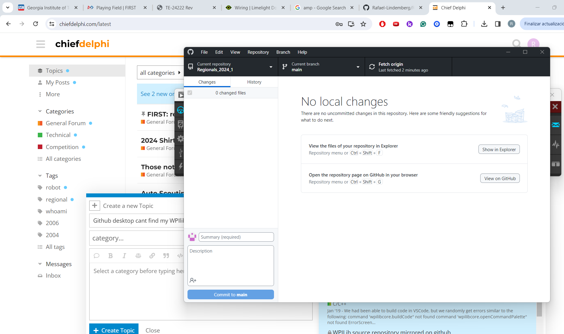 Github Desktop Cant Find My Wpilib Vscode Programming Chief Delphi