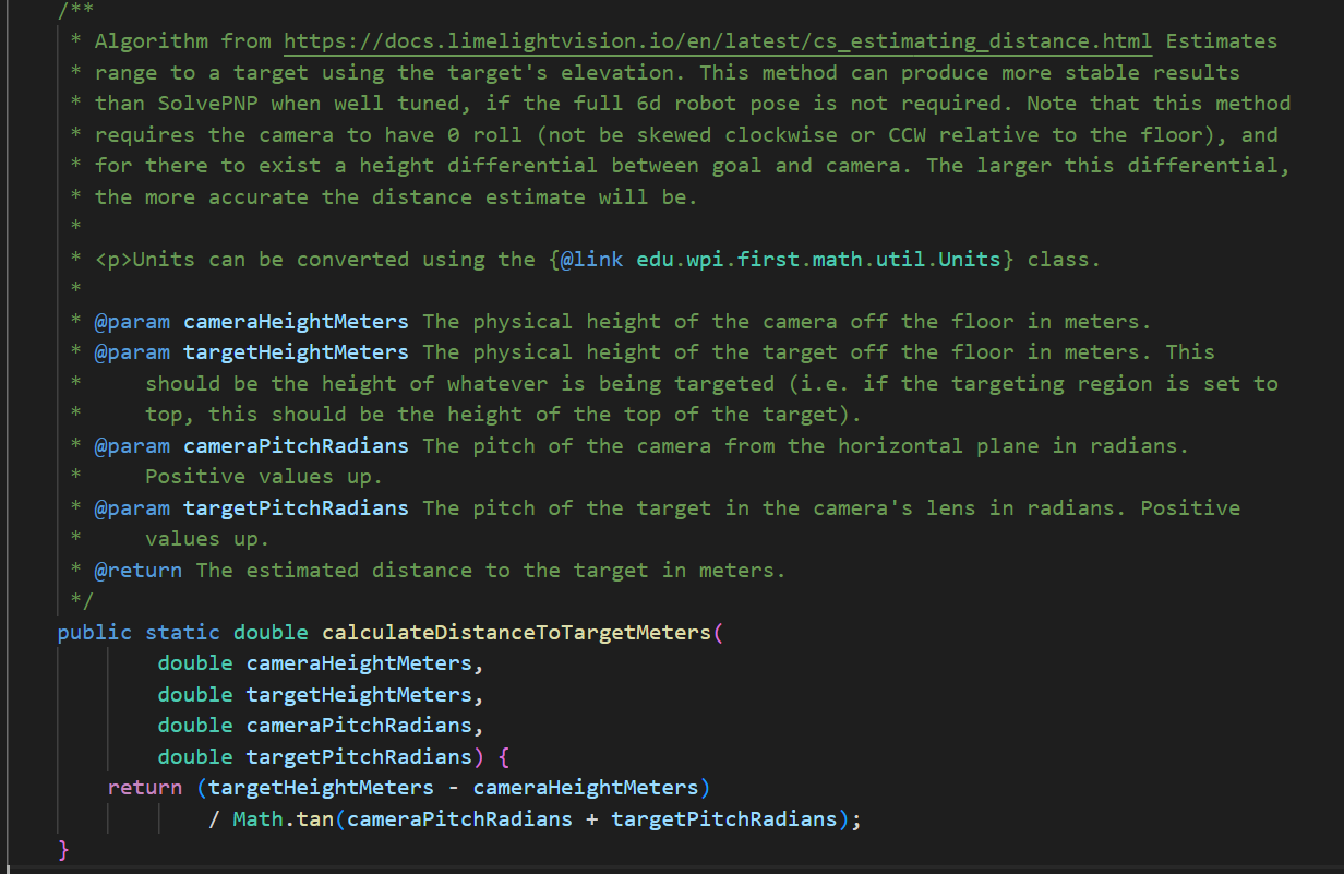 Trouble with Calculating Distance/camera pitch - Programming - Chief Delphi