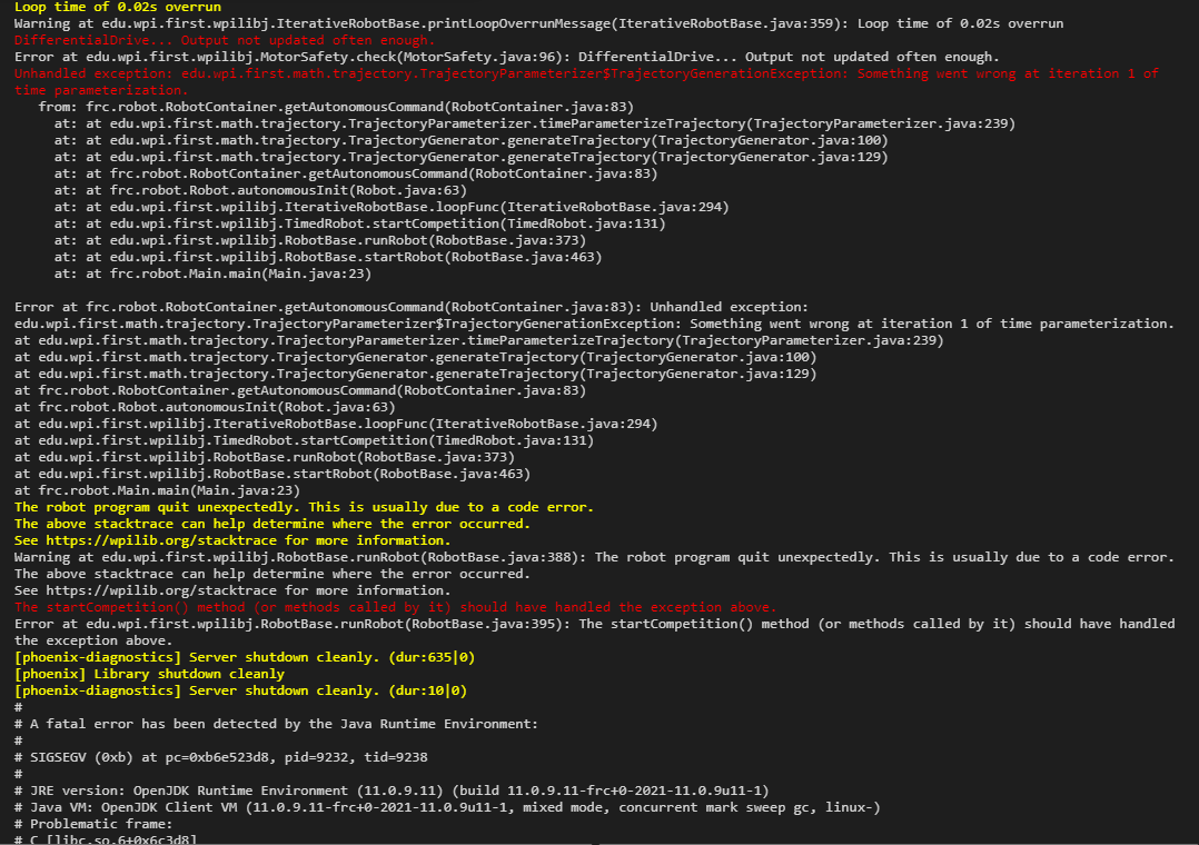 Trajectorygenerationexception Problem Java Chief Delphi